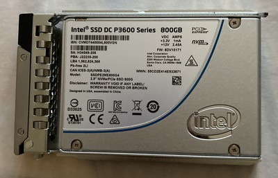 INTEL DC P3600 Series 800GB 2.5'' NVMe/PCIe SSD SSDPE2ME800G4 £199.99 ...