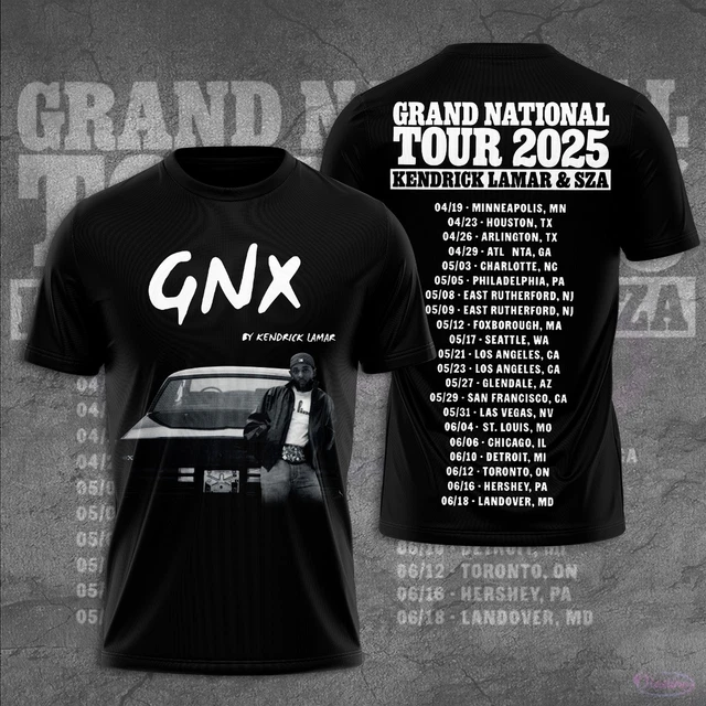 KENDRICK LAMAR GNX 2025 Grand National Tour 3D shirt Fan Gift Tee £20. ...