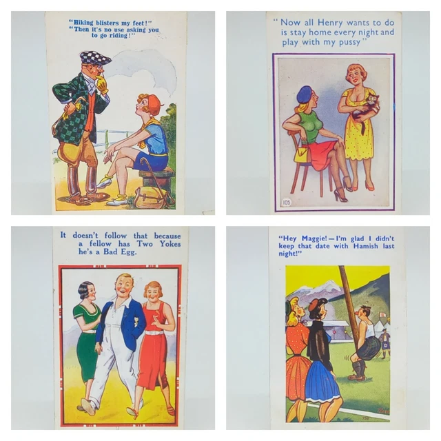 VINTAGE SAUCY POSTCARDS - Set of Four - Postmarks Ranging From 1946 to ...