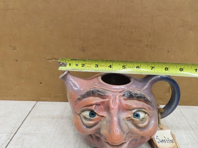 FOLK ART POTTERY Ugly Face Jug Coffee Tea Pot Kettle By Ed Klimek ...