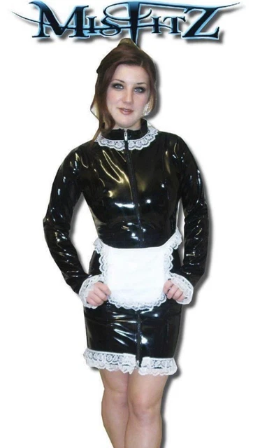 MISFITZ BLACK PVC Sissy Maid Dress 2 way zip size 22 TV Cross-dresser ...