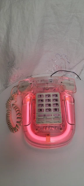 VINTAGE NEON PHONE As Is Look At Pictures Has A Small Crack In The ...