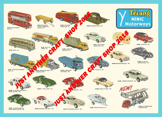 TRIANG MINIC MOTORWAY Vehicles 1964 A3 Size Poster Shop Display Sign ...