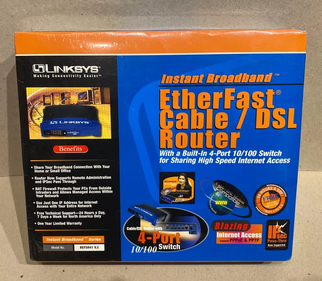LINKSYS CABLE/DSL Router with 4-Port Switch BEFSR41 V.2 New Sealed $15. ...