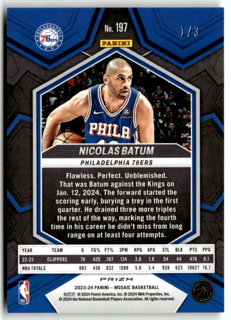 PANINI 2023-24 MOSAIC NBA No. 197 Nicolas Batum Verde Remolino FOTL ...