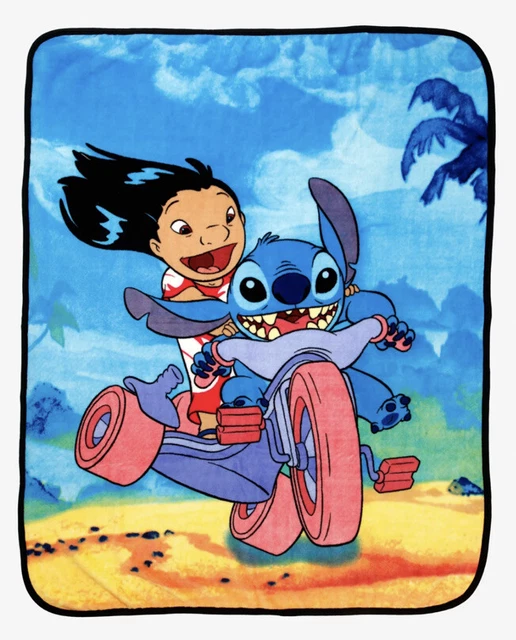 DISNEY LILO AND Stitch Riding On Tricycle Super Soft Plush Throw ...