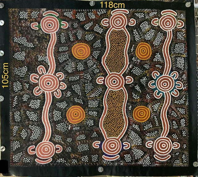 SHARON BUTCHER ABORIGINAL Artist Painting WOMEN WATER HOLE BUSH SEEDS ...