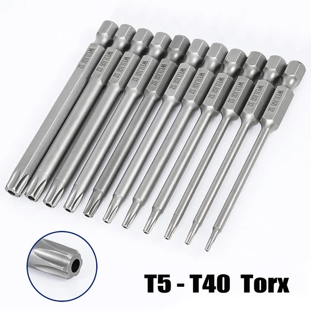 LONG REACH TORX Star Hex Security Bit Set Tamper Proof Screwdriver Bits ...
