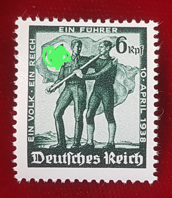BRIEFMARKE 6 PFENNIG Deutsches Reich Ein Volk Ein Reich 10 April 1938 ...