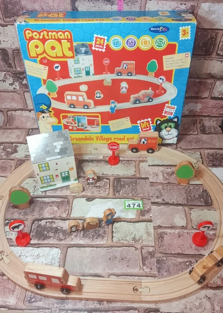 POSTMAN PAT GREENDALE Village Wooden Track Playset Complete & Boxed ...
