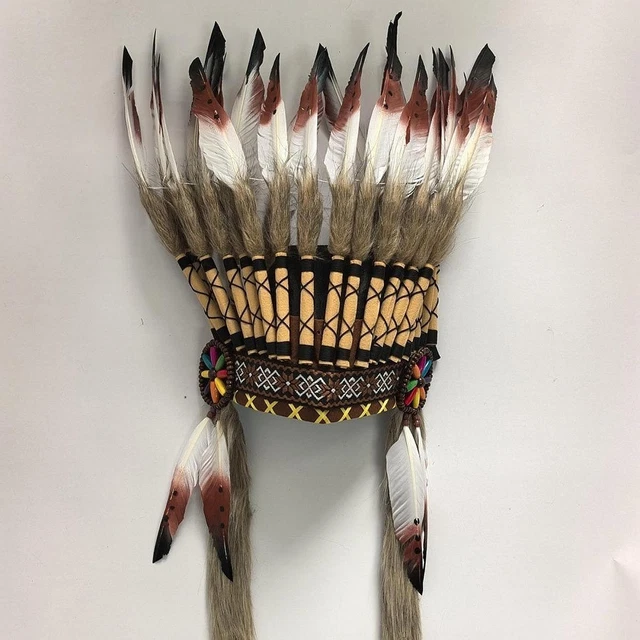 CHIEF INDIAN HAT Feather Headdress Men Women Headpiece for Dance Show ...