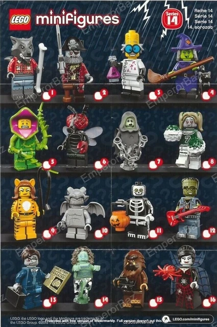 LEGO MINIFIGURE SERIES 14 (Monsters) - check list, check sheet, tick ...