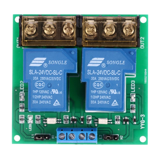 DC 24V 30A 2-Channel Relay Optocoupler Isolation High/Low Trigger Board ...