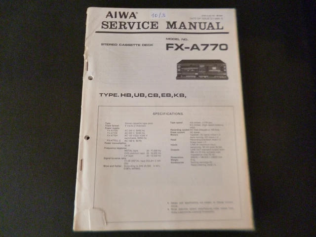 ORIGINAL SERVICE MANUAL Schaltplan AIWA MT-80 GE-80 EUR 11,90 - PicClick DE