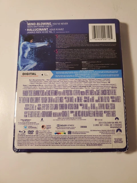 GHOST IN THE Shell ( Blu-ray + DVD, Limited Edition STEELBOOK, 2017 ...