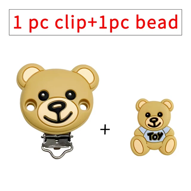 3/10PCS SILICONE TOY Bear Pacifier Clip Pacifier Chain Holder Soother ...