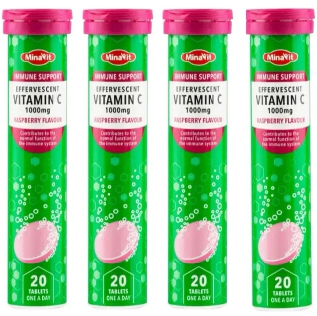 VITAMIN C 1000MG Effervescent Tablets Raspberry 80 One A Day Immune ...
