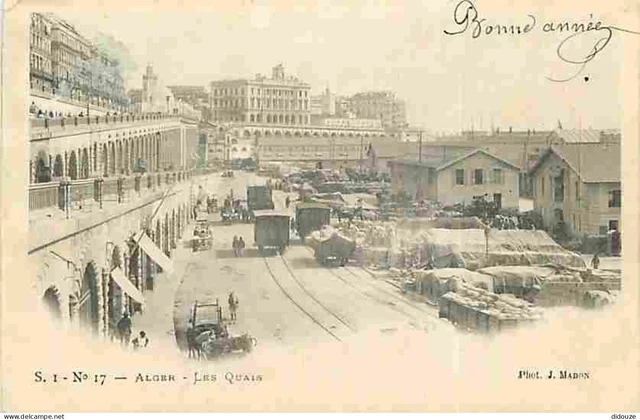 ALGÉRIE - ALGER - Les Quais - Animée - Précurseur - CPA - Oblitération ronde de EUR 12,50 ...