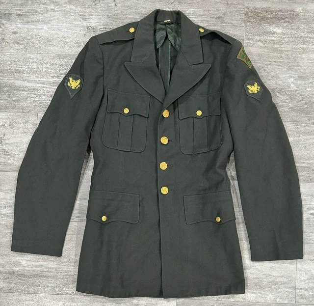 VINTAGE MINT 1950S US Army Green Wool Serge Gold Button Jacket Uniform ...