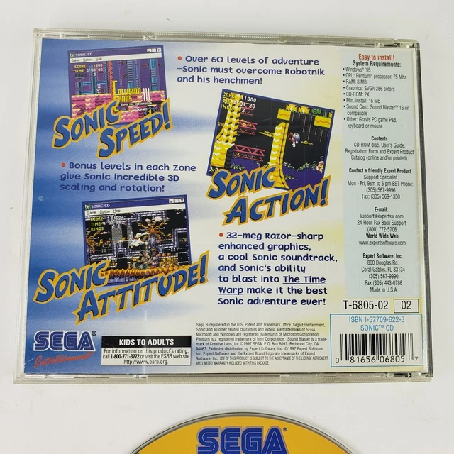 SONIC CD (SEGA PC Collection, 2000) PC windows 95 Disc Only £12.05 ...