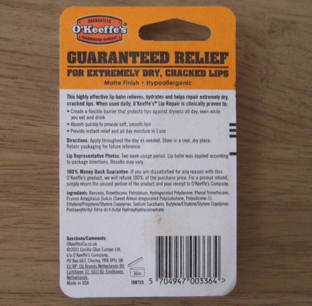 Okeeffes Lip Repair Unscented Lip Balm 42g Worn Blister £445 Picclick Uk