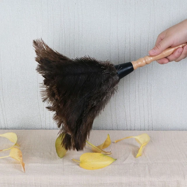 ANTI-STATIC FEATHER DUSTER Ostrich Duster Feather Wooden Handle Fur ...