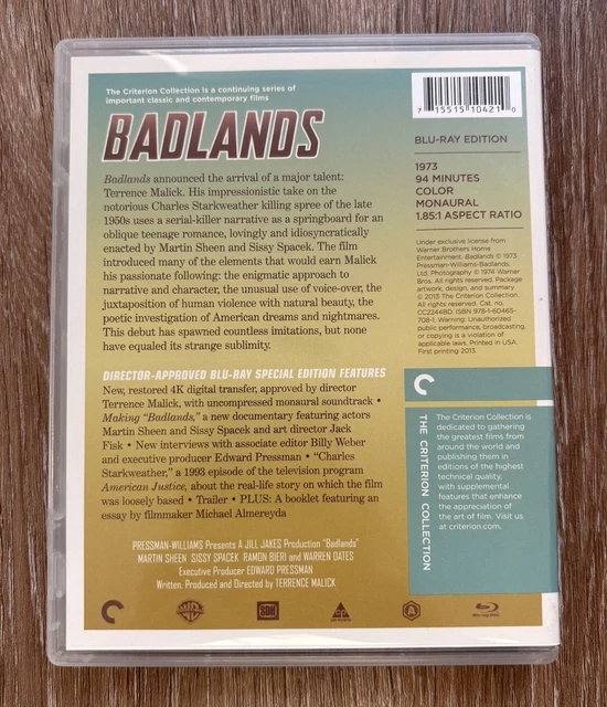 BADLANDS (1973) CRITERION Collection Blu-Ray $30.00 - PicClick CA