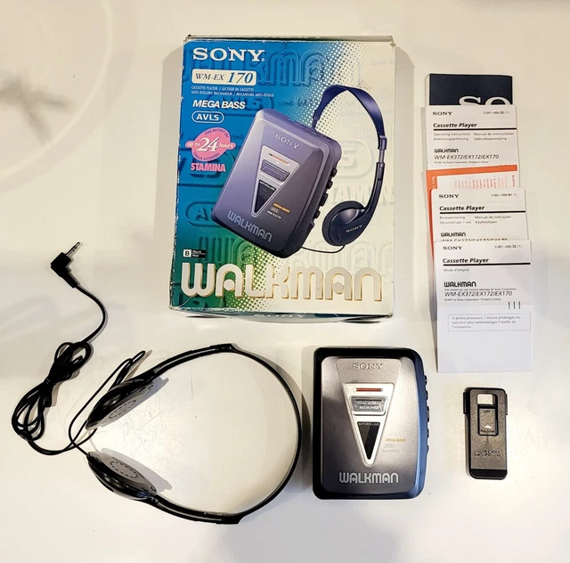 NEW SONY WALKMAN Personal Cassette Player WM-EX170 Chrome working+Sony ...
