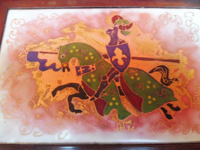 BELLE BOÎTE EN Bois Avec Un Couverture Émaillée En Cuivre : Chevalier ...