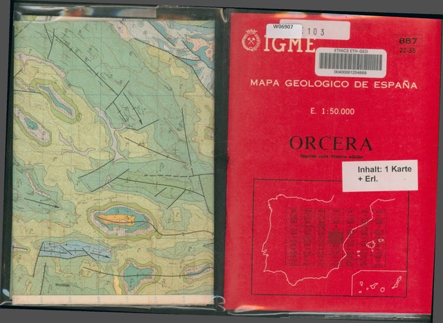 MAPA GEOLOGICO DE Espana. No. 887. Part 22-35. ORCERA. E. 1:50.000 (1 ...