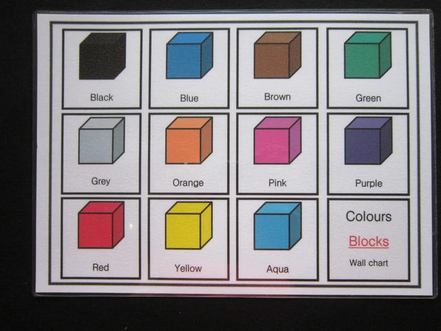 COLOURS BLOCKS CARDS - Education Visual Aids Autism Early Yrs SEN ...