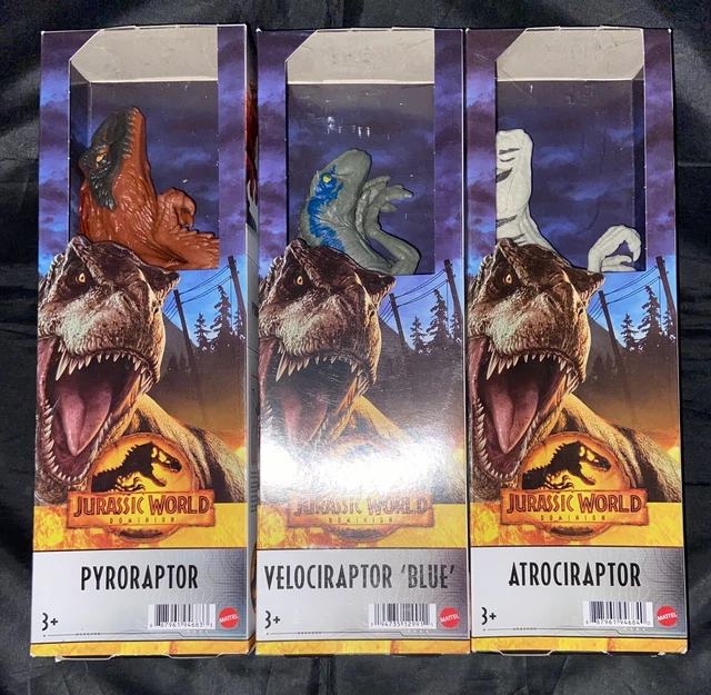 MATTEL JURASSIC PARK World Atrociraptor Pyroraptor Velociraptor Lot ...