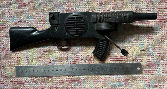 VINTAGE MARX TOY Space Airborne Commando Machine Gun Crank Rat a Tat £ ...