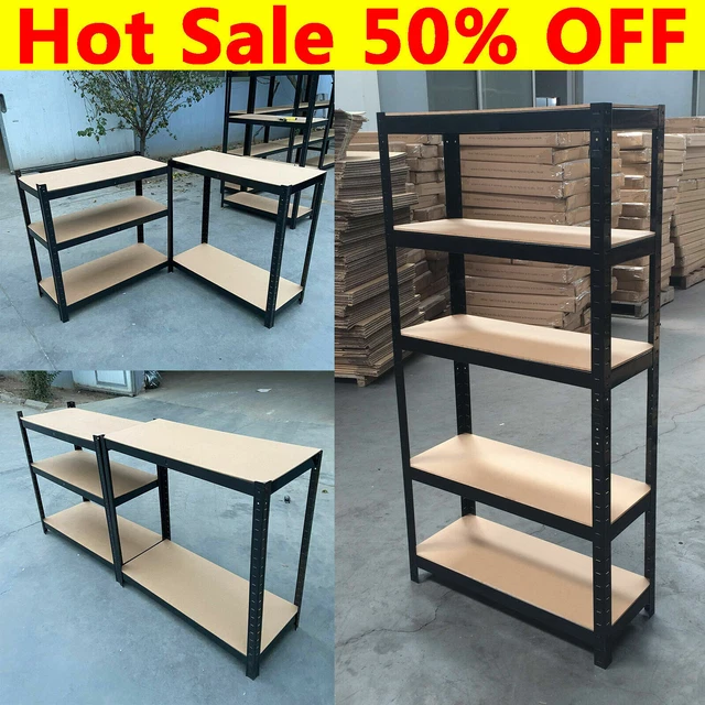 5 TIER HEAVY Duty Boltless Metal Shelving Shelves Storage Unit Racking ...