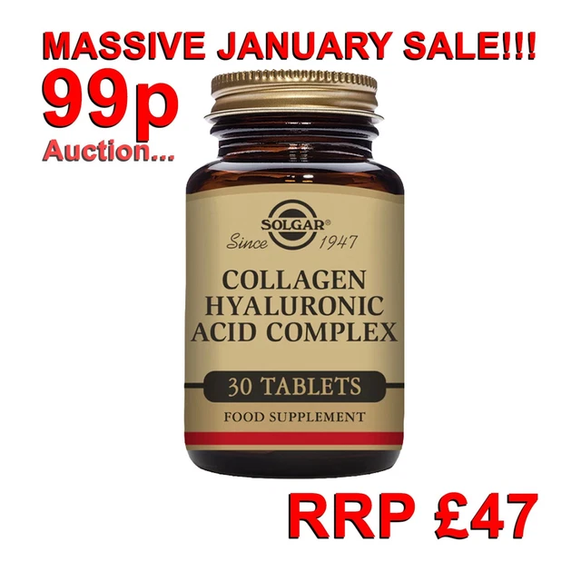SOLGAR COLLAGEN HYALURONIC Acid Complex 30 Tabs BN Sealed Exp 04/27 £1. ...