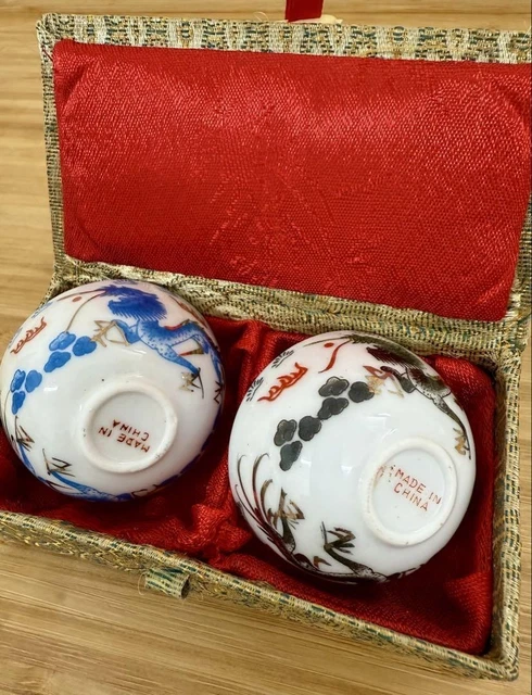 VINTAGE CERAMIC TEA Utensil Mini Set 2 Small Plates with Blue & Black ...