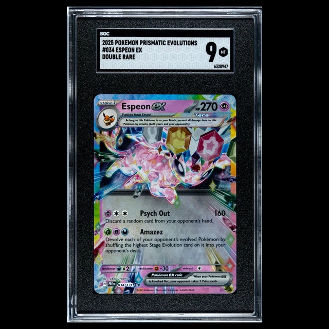 2025 POKÉMON PRISMATIC Evolutions #034 Espeon EX Double Rare SGC 9 MINT ...