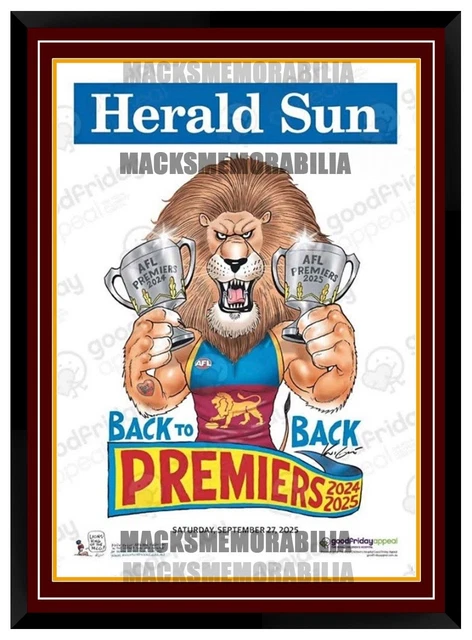 2025 AFL PREMIERS Brisbane Lions Premiership Mark Knight Framed ...