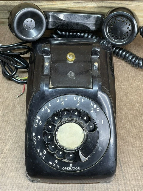 VINTAGE RARE BLACK Monophone Automatic Electric Rotary Desk Phone NA ...
