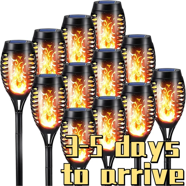 SOLAR FLICKERING FLAME Effect LED Torch Outdoor Garden Path Light Stake ...