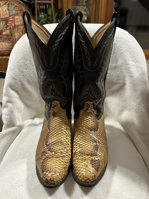 VINTAGE TONY LAMA Python Skin Boots In Nice Condition Men's Size 7 1/2 ...