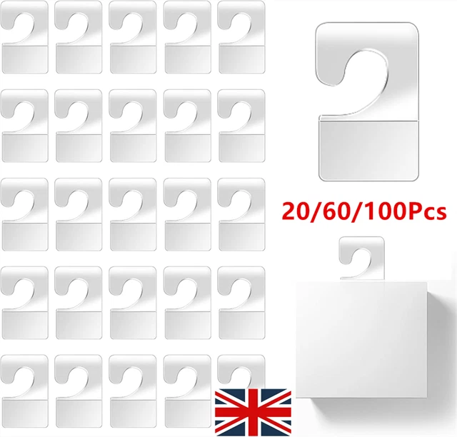 20/60/100X CLEAR STICKY Hanging Tabs J-Hook Self Adhesive Hang Tabs ...