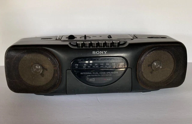 SONY BOOMBOX PORTABLE AM/FM Radio Cassette Black CFS-B11 Radio Works ...