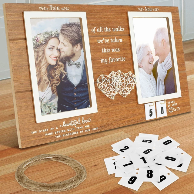 THEN AND NOW Anniversary Picture Frame Personalized Wedding Frames for ...