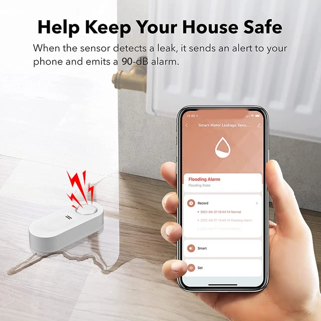 SMART WATER LEAK Detector WiFi Water Flooding Sensor Leakage Drip ...