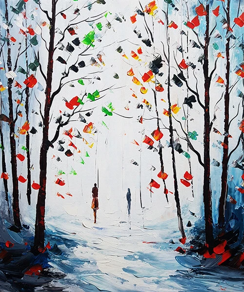 Tableau Peinture Acrylique Sur Toile Technique Pinceau Et Couteau