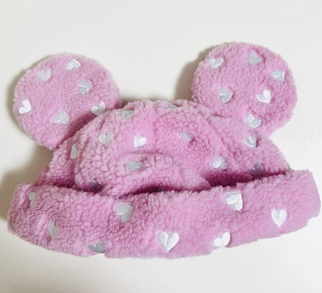 PINK HEART JAPAN Tokyo Disney Resort Ears Mickey Fluffy Winter Cap Hat ...