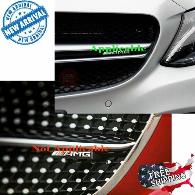 AMG FRONT GRILLE Emblem Radiator Red Badge for Mercedes C63S E63S CLA45 ...