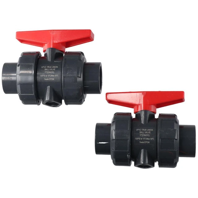 2PCS DN25 UNION Ball Valve Black Ball Valve Full Port PVC Ball Valve ...