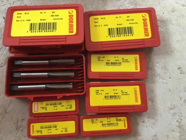 DORMER E500 HSS Metric Tap Set (3) M4-M5-M6-M8-M10-M12 BROKEN BOX £40. ...